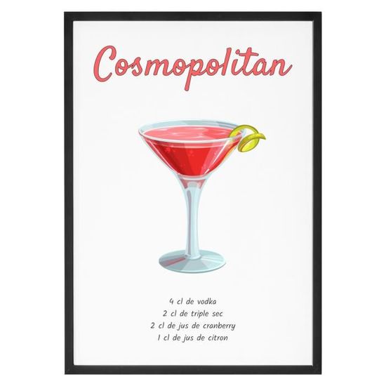 Affiche Cocktail Cosmopolitan - Tableau décoration murale ...