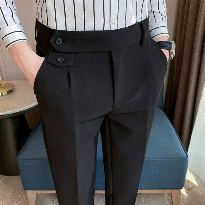 Pantalon Décontracté Fin de Style Coréen pour Homme,Coupe Slim Chimée ...