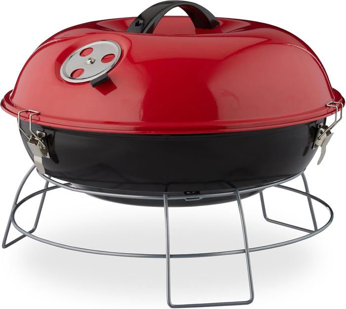 Rouge Barbecue Rond, Portable, Couvercle, Pique Nique, Grosse Surface ...