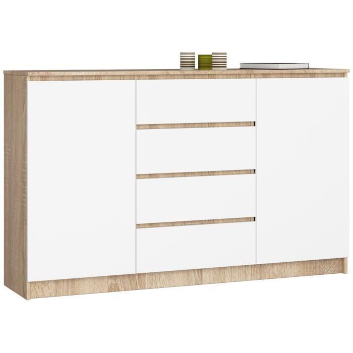 Grande Commode pour le salon AKORD K160 Chêne Sonoma 160 cm 2 portes 4 ...