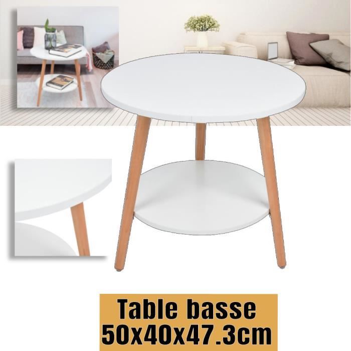 Table basse - ARAMOX - RHO - Blanc - 2 niveaux - Design contemporain ...
