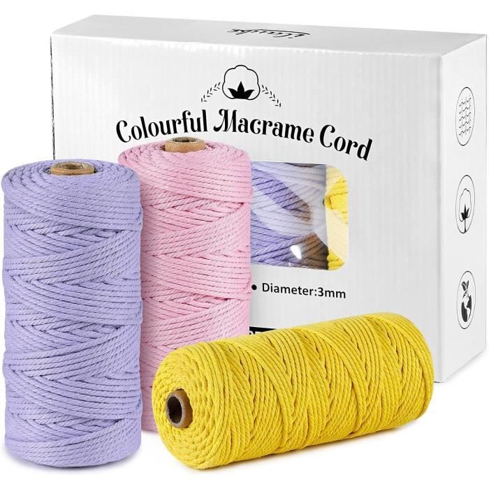 Corde Pour Macramé, 3Mm Macrame Corde,3 Bobine Macramé En Coton Naturel ...