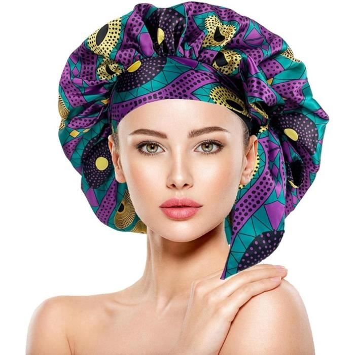 Extra Large Motif Africain Imprimé Satin Bonnet Femmes Nuit Sommeil Cap ...