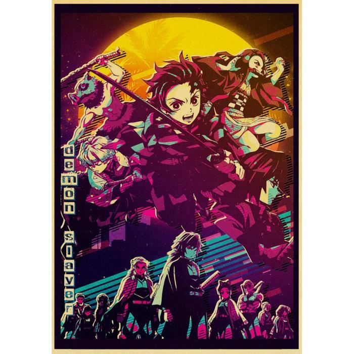 DKJ-10733 Affiche vintage mural démon Slayer anime Poster Kraft Kimetsu ...