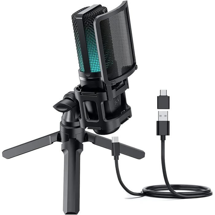 Microphone Rgb Usb Avec Condensateur Pour Pc, Ps5 Et Mac - Support ...