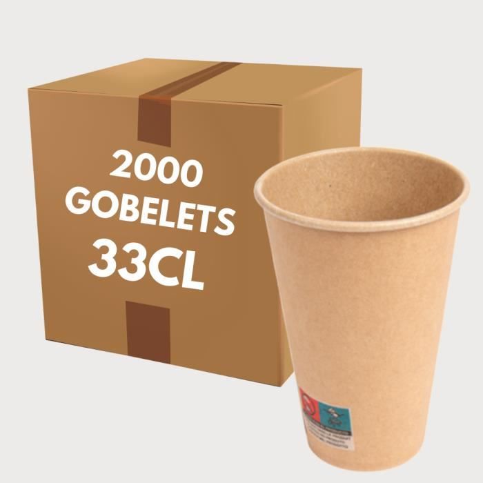 2000 gobelets carton Kraft 33 cl 12 oz - Cdiscount Maison