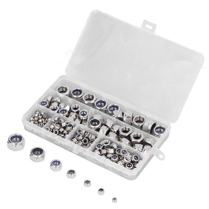 GOTOTOP ensemble d'assortiment d'écrous hexagonaux 215PCS Hex Lock Nut Insert en nylon ...