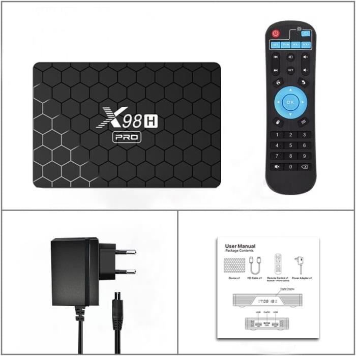 Android Boitier TV Mini Lecteur Multimédia X98H Pro Smart TV Box 2Go ...