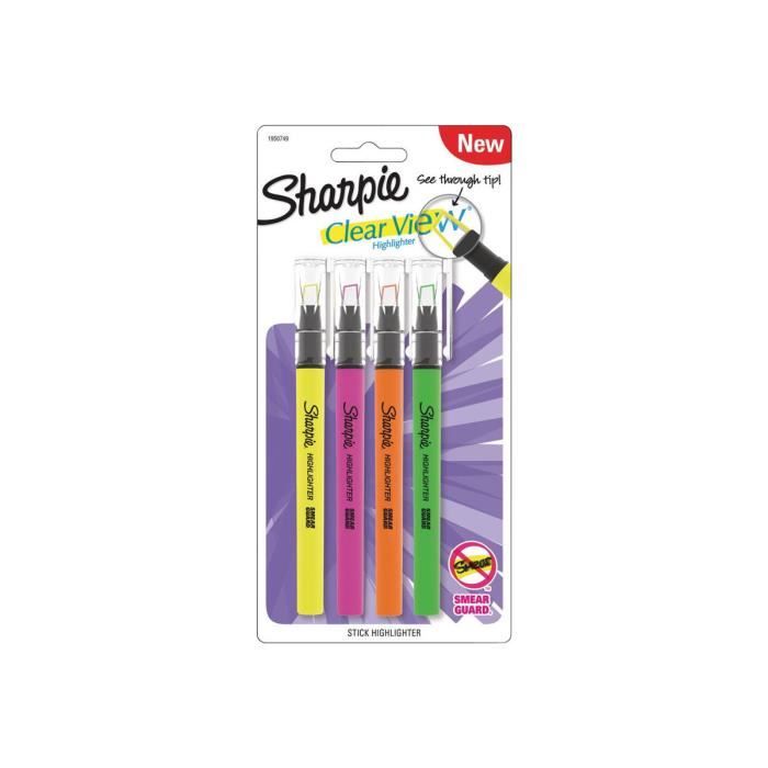 Sharpie Clear View Stick Surligneur couleurs assorties pack de 4 ...