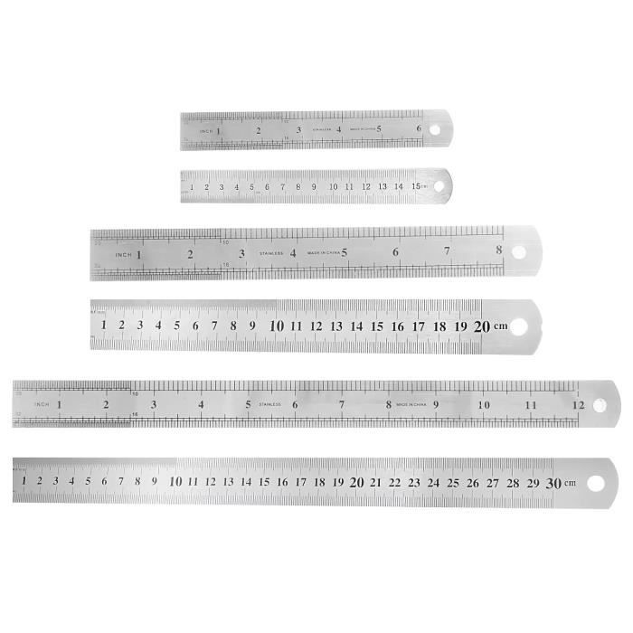 Ensemble De Règles En Métal 3 Pièces, 12 Pouces (30 Cm), 8 Pouces (20 ...