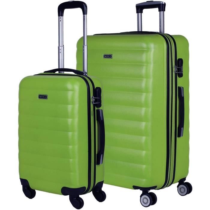 Valise de voyage rigide Valise trolley 4 roues et trousse de toilette ...