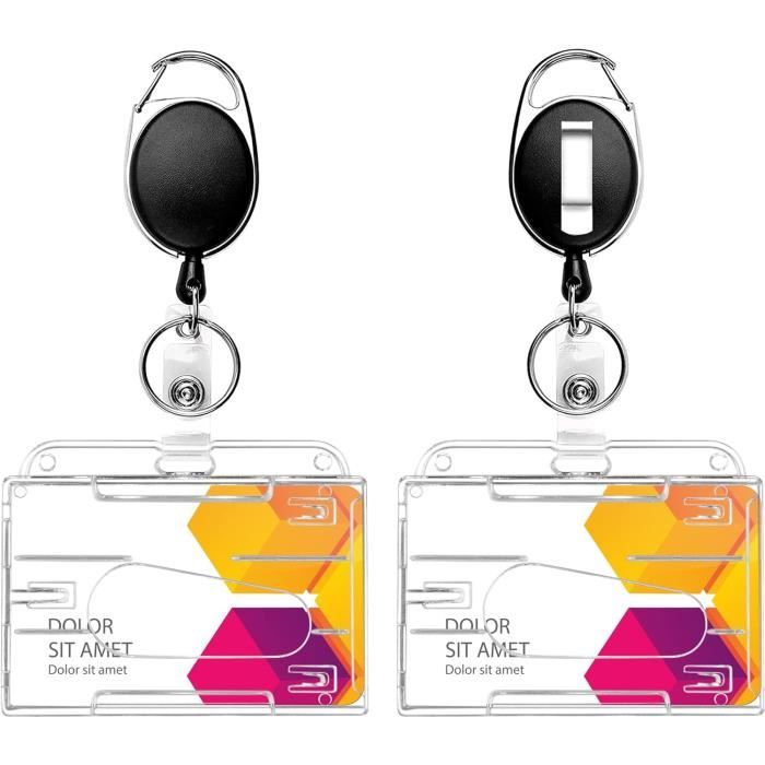 2 Pièces Porte Badge, Porte Badge Enrouleur, Rigide, Transparent ...