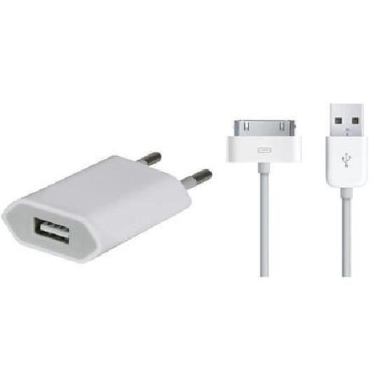 Chargeur Secteur - VOLY - iPhone 4/4s - USB - Blanc - Rapide et ...