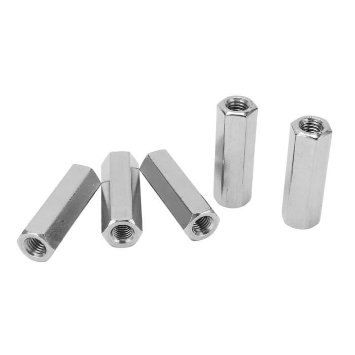 Écrou d'accouplement hexagonal - ZJCHAO - M10 x 1,5 - Lot de 5 - Acier inoxydable 304 - Longueur ...
