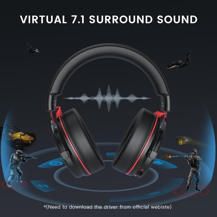 Casque Gaming, Son Surround 7.1 Casque Gamer Filaire Avec Enc Antibruit Micro Avec Usb-Audio ...