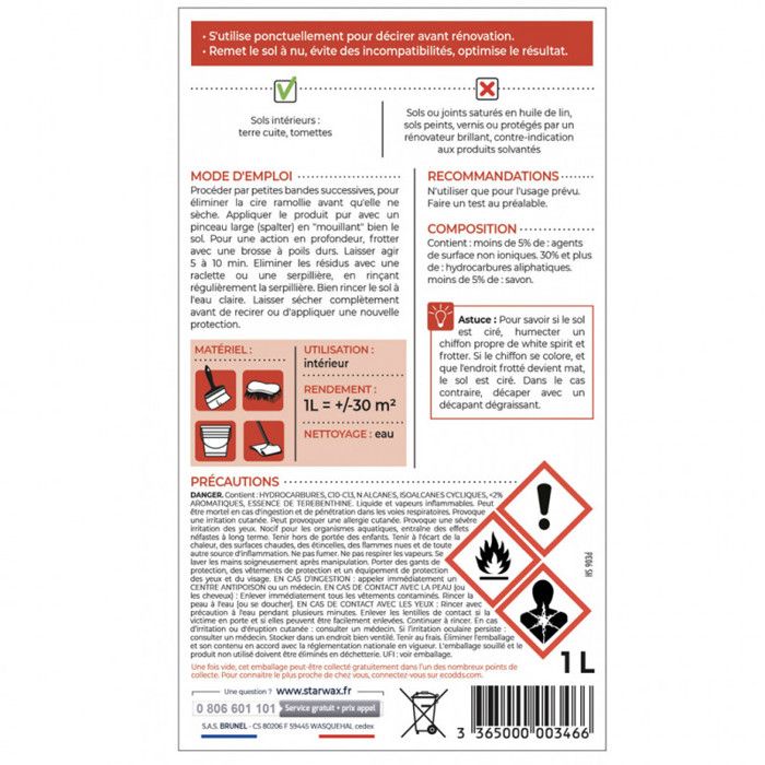 Décapant cire pour tomettes et terres cuites St… - Cdiscount Maison