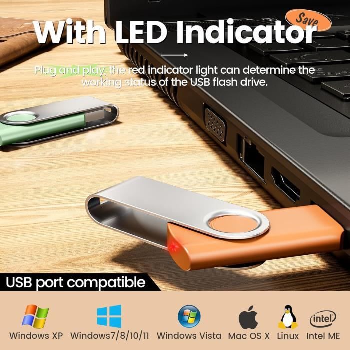 Cle USB 2Go Lot de 10 USB 2.0 Clé USB Flash Drive Rotative Clef USB Morandi Couleur Mixte 2 Go ...