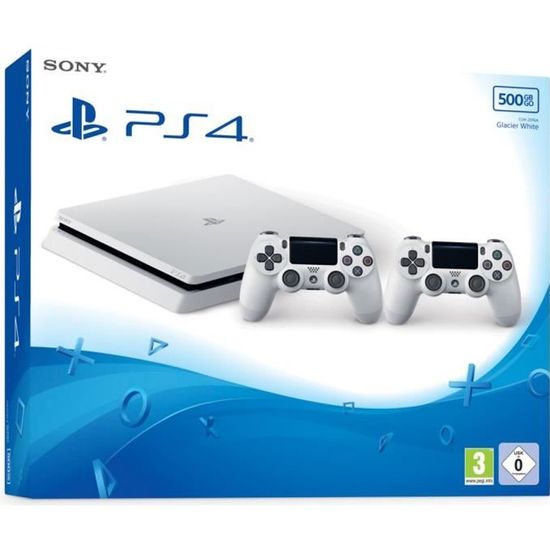SONY COMPUTER Pack PS4 500 Go + 2 Manettes DualShock 4 - Glacier White ...