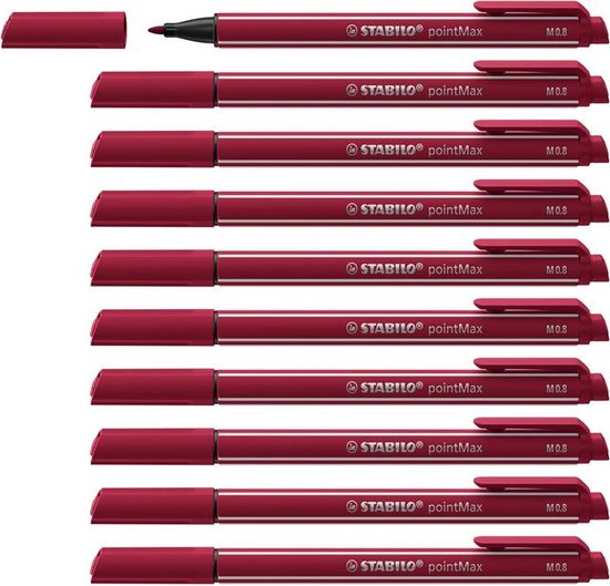 Stylo feutre PointMax Lot de 10 stylos feutres pointe moyenne rouge ...