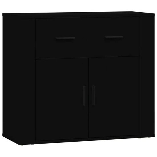 Buffet bas,armoire commode Buffet Noir 80x33x70cm Bois d'ingénierie ...
