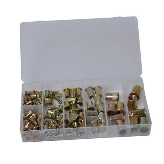 165xZinc Plaqué Rivnut Fileté En Acier Au Carbone à Tête Plate Insert ...