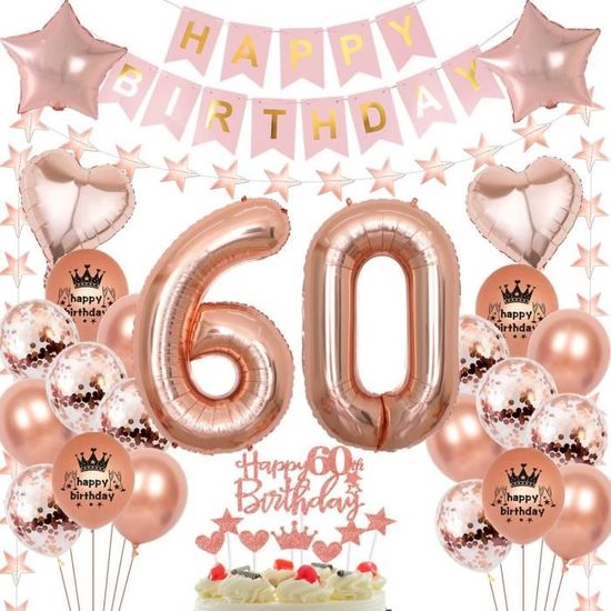 Ballon Or Rose 60 Ans Anniversaire Femme, 60 Ans Anniversaire Femme ...