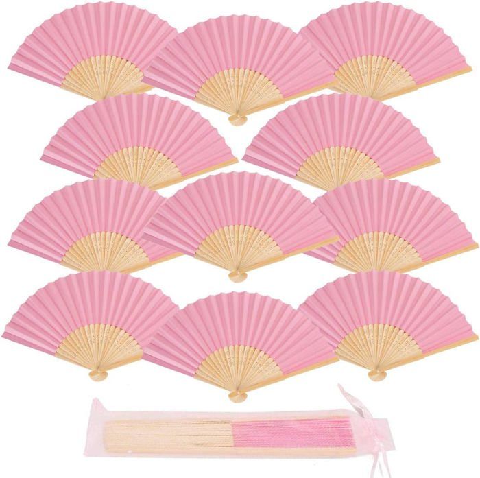 12pcs Eventail Mariage Eventail Pliant Ventilateur Bois Papier et Blanc Eventail Japonais Poche ...
