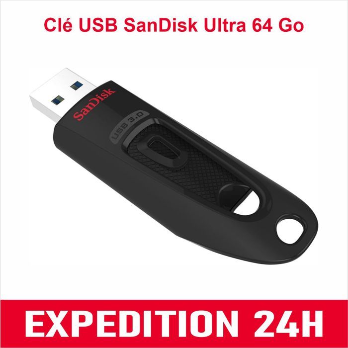 Clé USB - SanDisk - Ultra - 64 Go - USB 3.0 - 130 Mo/s lecture ...