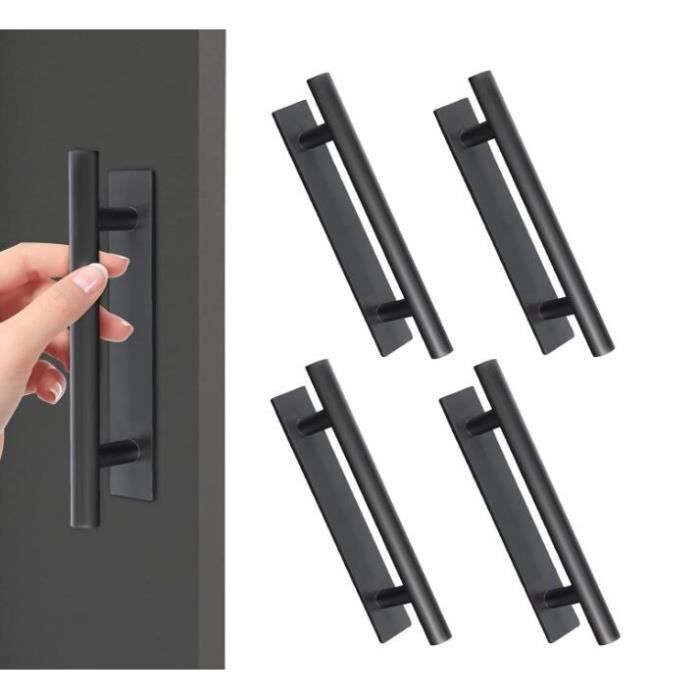 Poigne autocollante - MARQUE - Lot de 4 - Plastique ABS - Noir - 15cm x ...