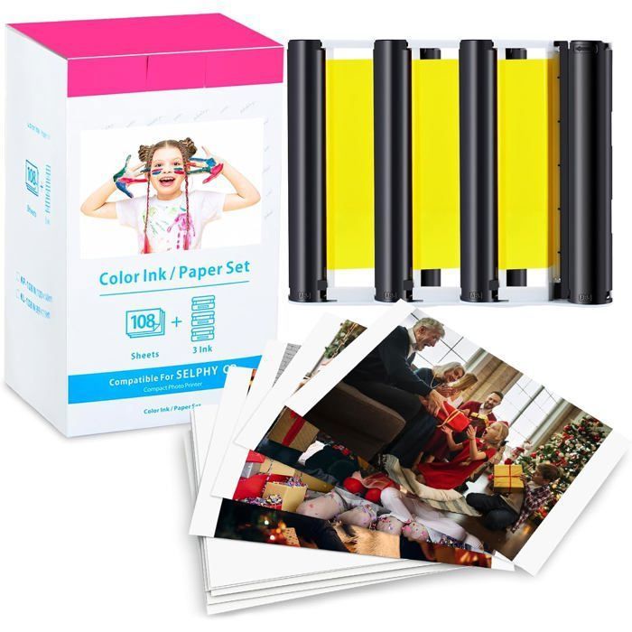 PAPIER IMPRIMANTE - AMIS - Pack Canon Selphy KP-108IN, 3 cartouches ...