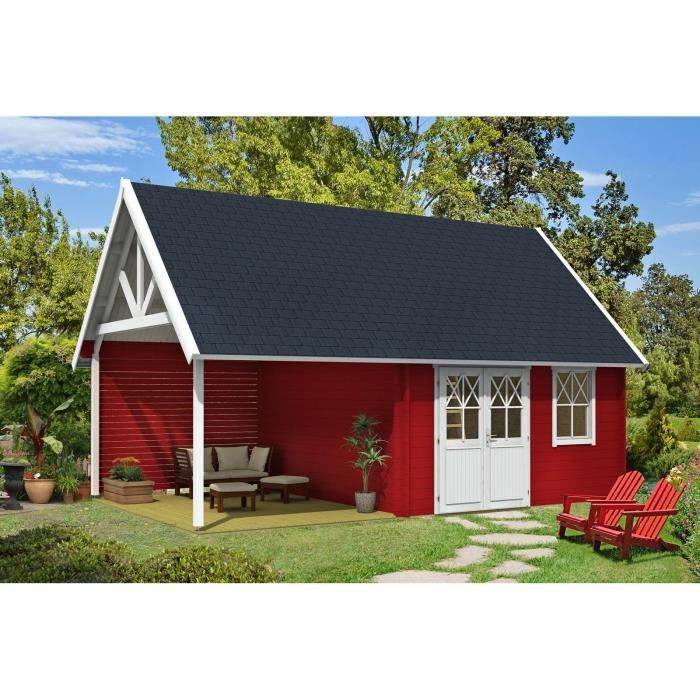 Chalet à la suédoise 44 ISO avec annexe Alpholz 7x5m naturel 44mm 34m² ...