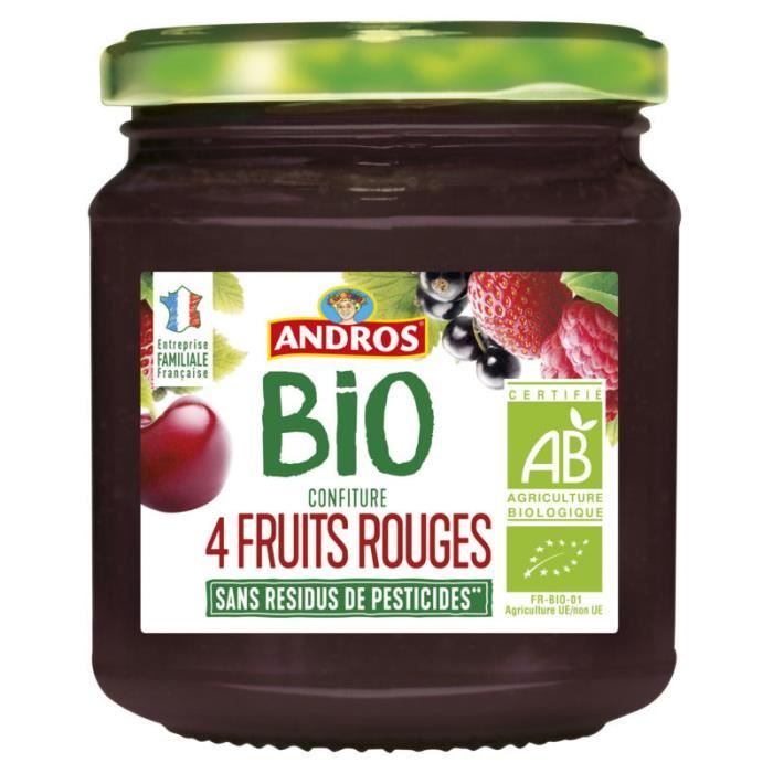 ANDROS Confiture 4 fruits rouges bio - 355 g - Cdiscount Au quotidien