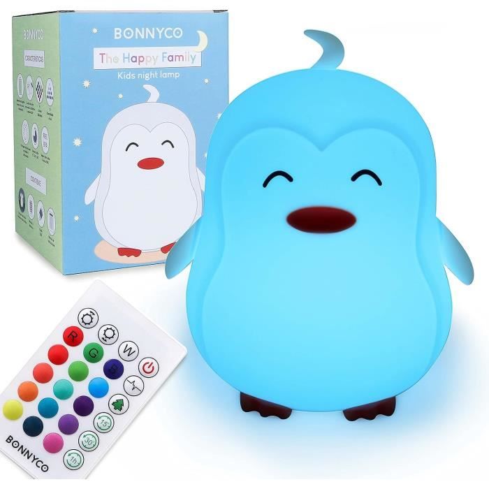 Veilleuse Enfant Avec Télécommande, Contrôle Tactile 16 Couleurs Pingouin Veilleuse Bébé Avec ...