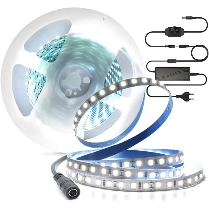 Bande Led 5M 12V Ruban Led 2835Smd 600 Led Bande Lumineuse Blanche ...