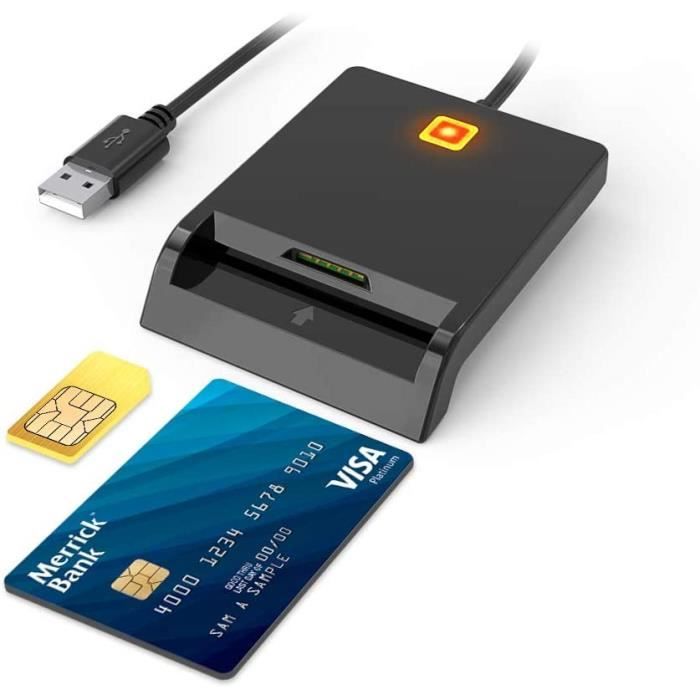 Carte à Puce + Carte SIM USB 2.0 Lecteur de Carte à Puce Hot-Plug ...