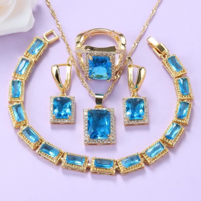Blue ciel 4pcs - Ensembles De Bijoux Péruviens Couleur Or, Accessoires ...