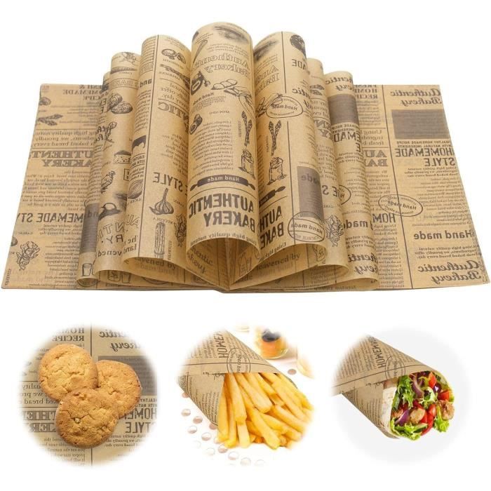 Deli Lot De 100 Feuilles De Papier Ciré Pour Aliments 21 X 21 Cm Non ...