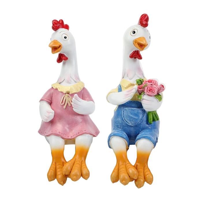 Creative Coq et Poule Statue Animal Sculpture Artisanat Artisanat pour ...