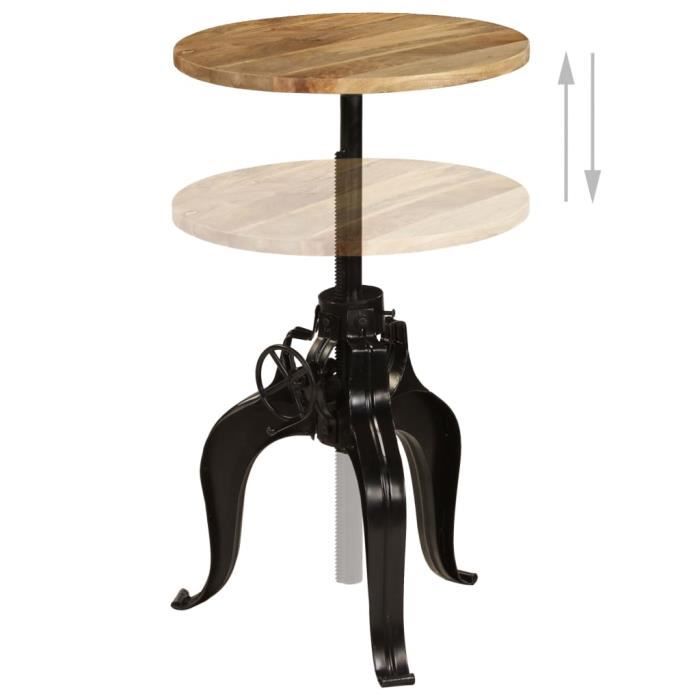 Table de bar - HURRISE - Bois de manguier massif - Hauteur réglable ...