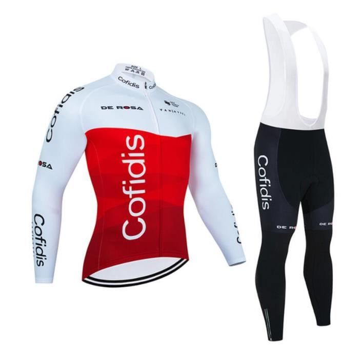 Maillot de Vélo Route Manches Longues Homme + Pantalon À Bretelle GEL ...