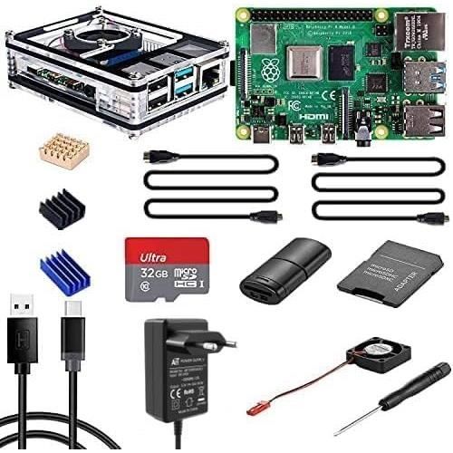 Raspberry Pi 4 8Go Starter Kit Raspberry Pi 4B 8Go Ram Avec 32 Gb Carte Sd 3 Dissipateurs ...