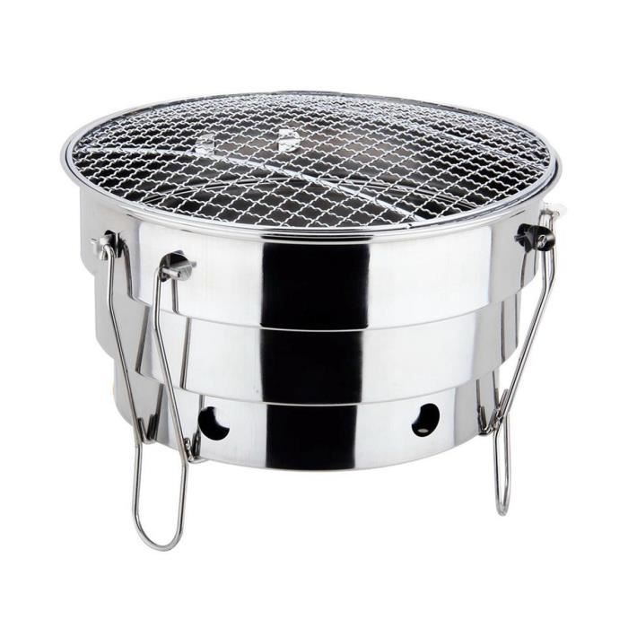 SODIAL-Gril de Barbecue ExtéRieur Portable Pliable en Acier Inoxydable Fendu Fournitures de ...