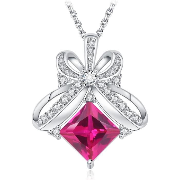 TRA-3.6Ct Papillon Noeud Pendentif Taille Princess Rose Synthese Saphir ...
