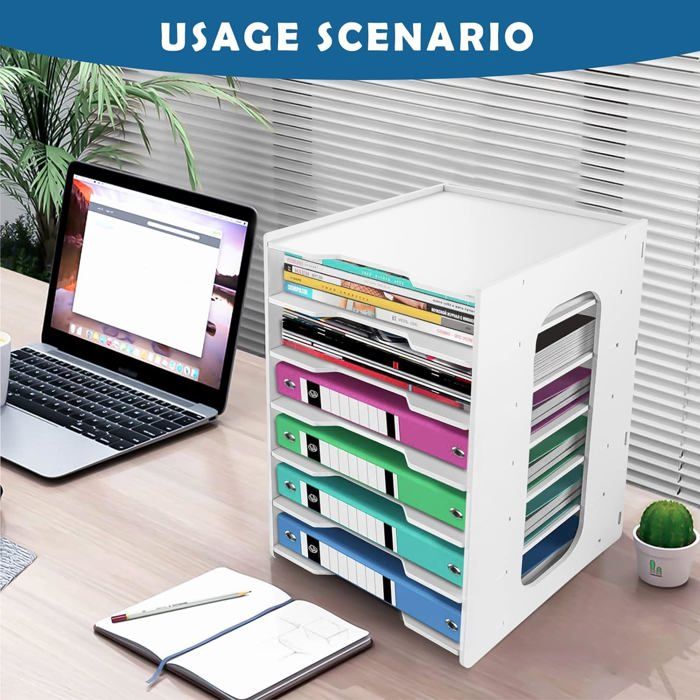 7 Niveaux Organisateur De Bureau En Wpc Étagère De Stockage A4 Papiers ...