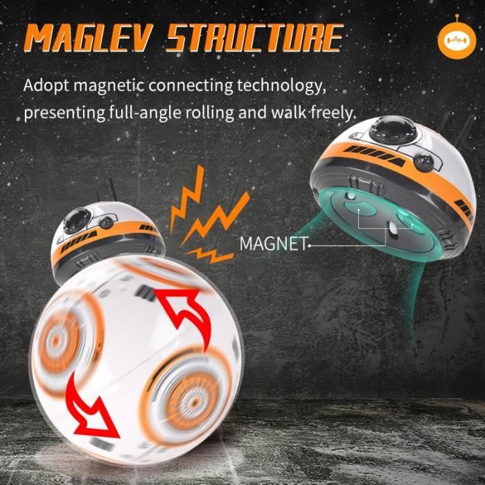 Améliorer-Robot droïde boule BB8 RC BB 8 avec télécommande, figurine'action sonore, mise à ...