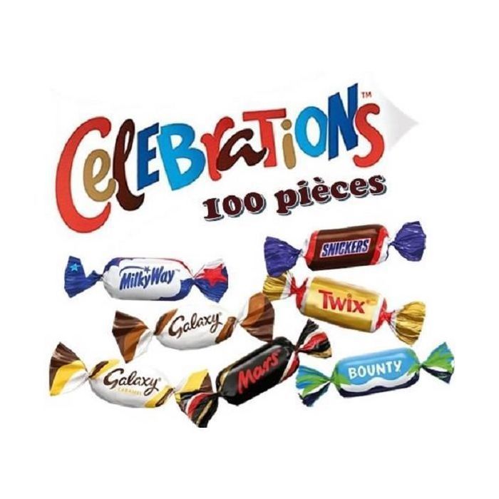 CÉLÉBRATIONS | Assortiment de 100 bonbons au chocolat Mars, Snickers ...