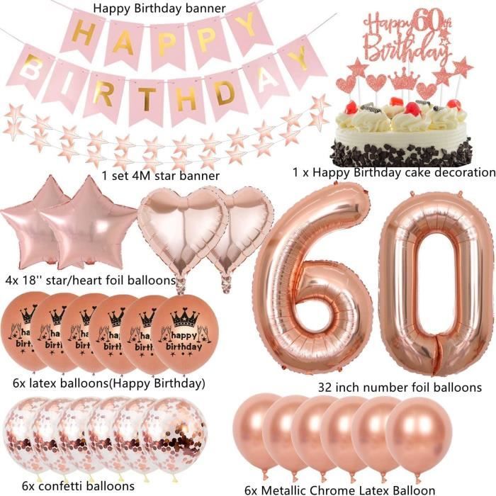 Ballon Or Rose 60 Ans Anniversaire Femme, 60 Ans Anniversaire Femme ...