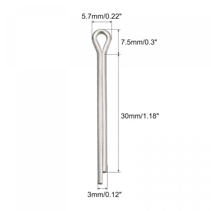 Goupille Fendue, 3Mm X 30Mm 316 Acier Inox Pince Fixation Raccord Pour ...