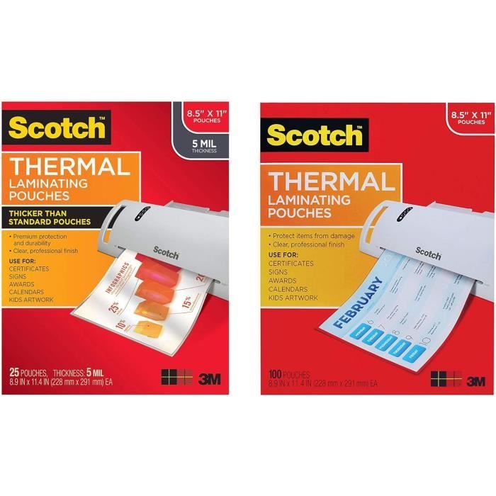 3M Scotch TP5854 Pochettes à plastifier, format lettre: 8-9-10 in. x 0. ...