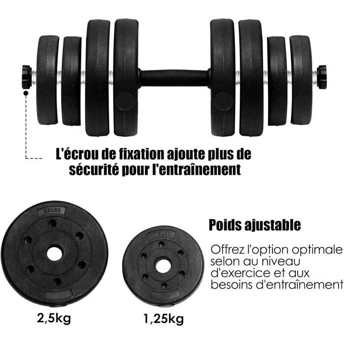 GOPLUS Haltère de Musculation, Haltère Réglable 30 KG, Barre d ...